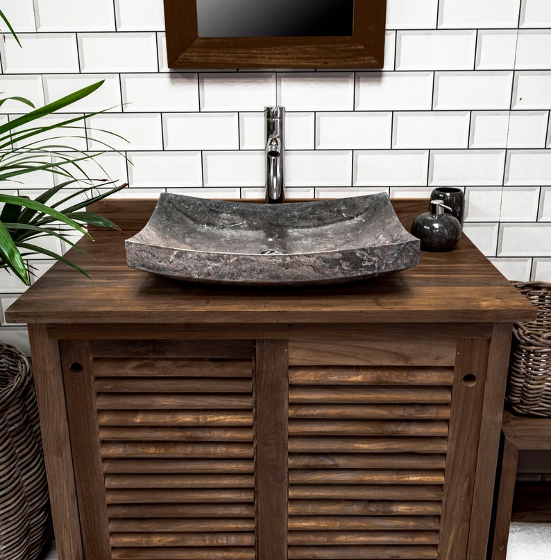 Grey Polished zen Style Basin 50 X 40 X 12cm. - Etsy