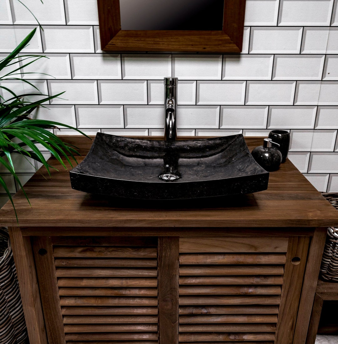 Black Polished ‘zen Style’ Basin – 50 X 40 X 12cm. - Etsy