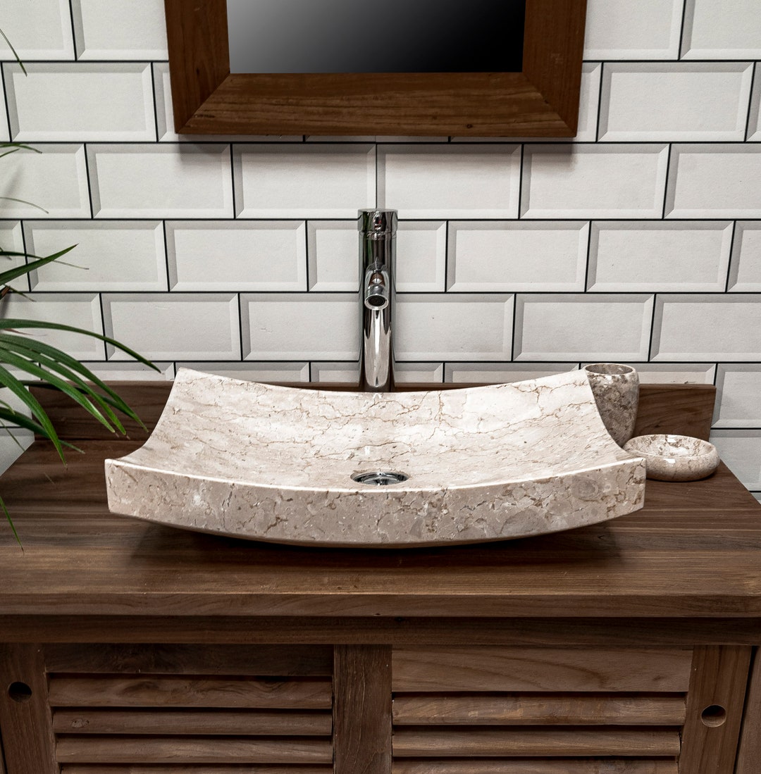 Cream Polished ‘zen Style’ Basin – 50 X 40 X 12cm. - Etsy