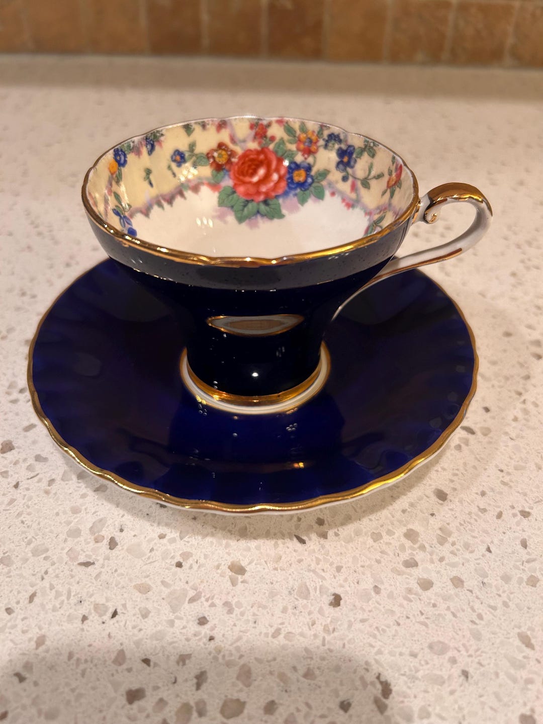 Vintage Aynsley Cobalt Blue Rose Swag in Corset Shape, Code 05028 ...