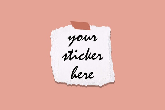 Sticker Mockup Paper Pink Background Stylized JPG | Etsy