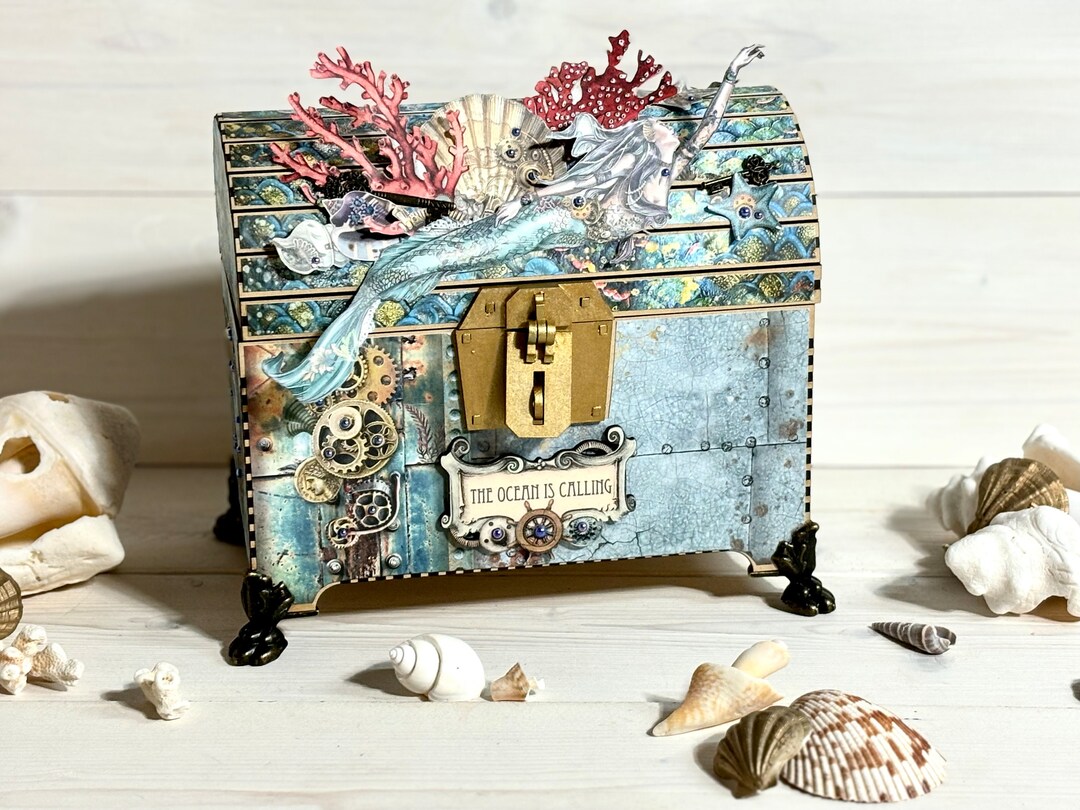 Wooden Treasure Chest Box, Wooden Box for Songs of the Sea Mini Album ...