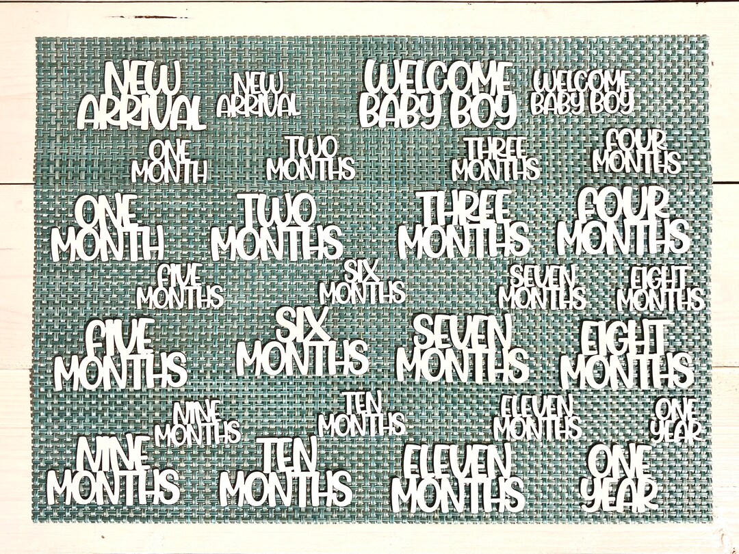 Baby Months for Scrapbook, Baby Chipboard Pieces, Baby Book Ephemera ...