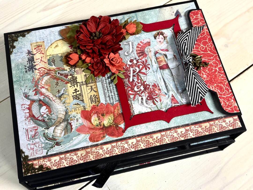 Chipboard Frames Set, Red Chipboard Frames and Flowers, Asian Themed ...
