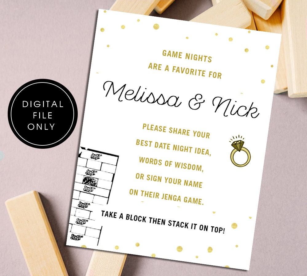 Jenga Bridal Shower Sign · Game Night - Etsy
