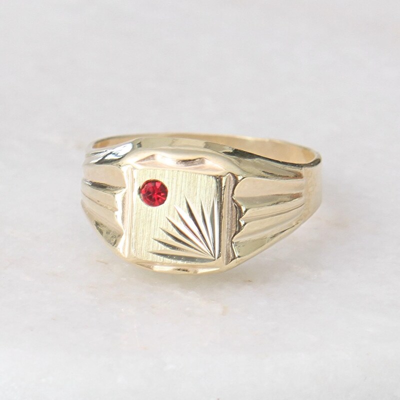 Mens Gold Rings Red Stone - Etsy