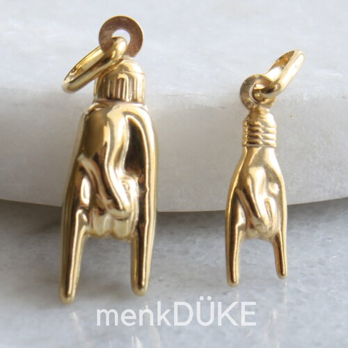 Mano Cornuto Charm 14k and 10k Yellow Gold - Etsy