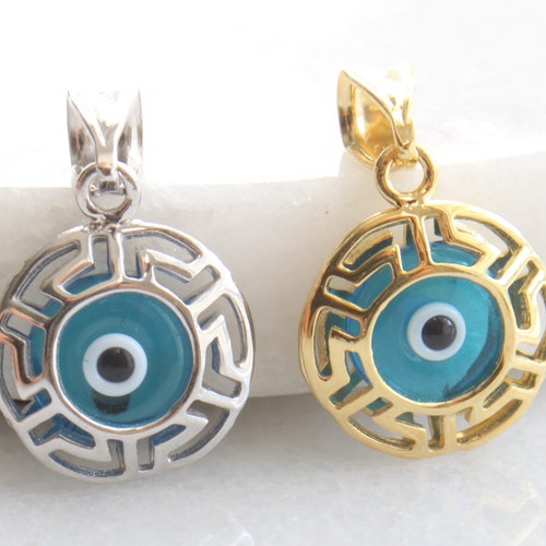 3D Blue Evil Eye Good Luck Heart Reversible Charm Pendant Real - Etsy