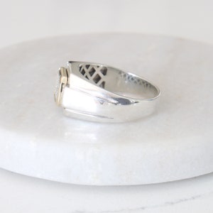 Silver Rectangle Diamond Men's Ring SOLID 10k Gold Sterling Silver ...