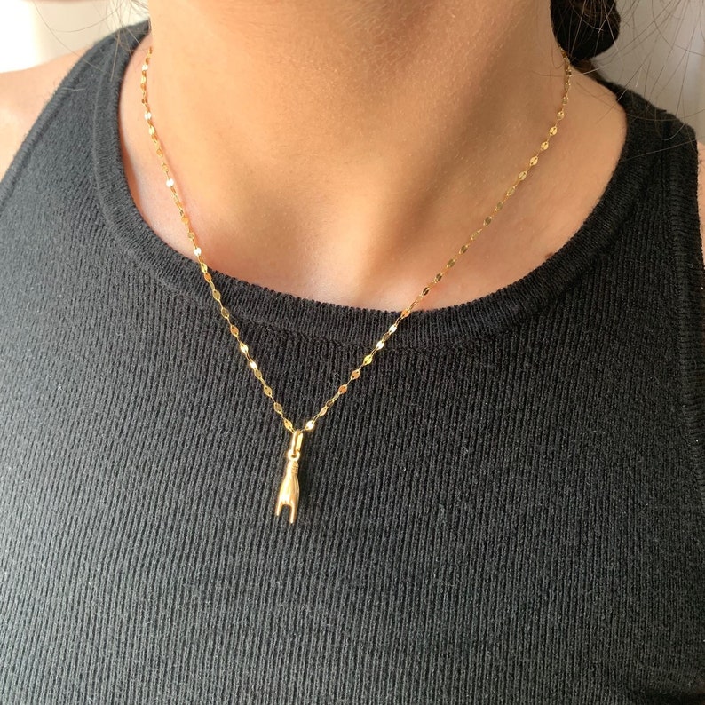 3D Sign of the Horns Mano Cornuto Charm Pendant 10k Yellow - Etsy