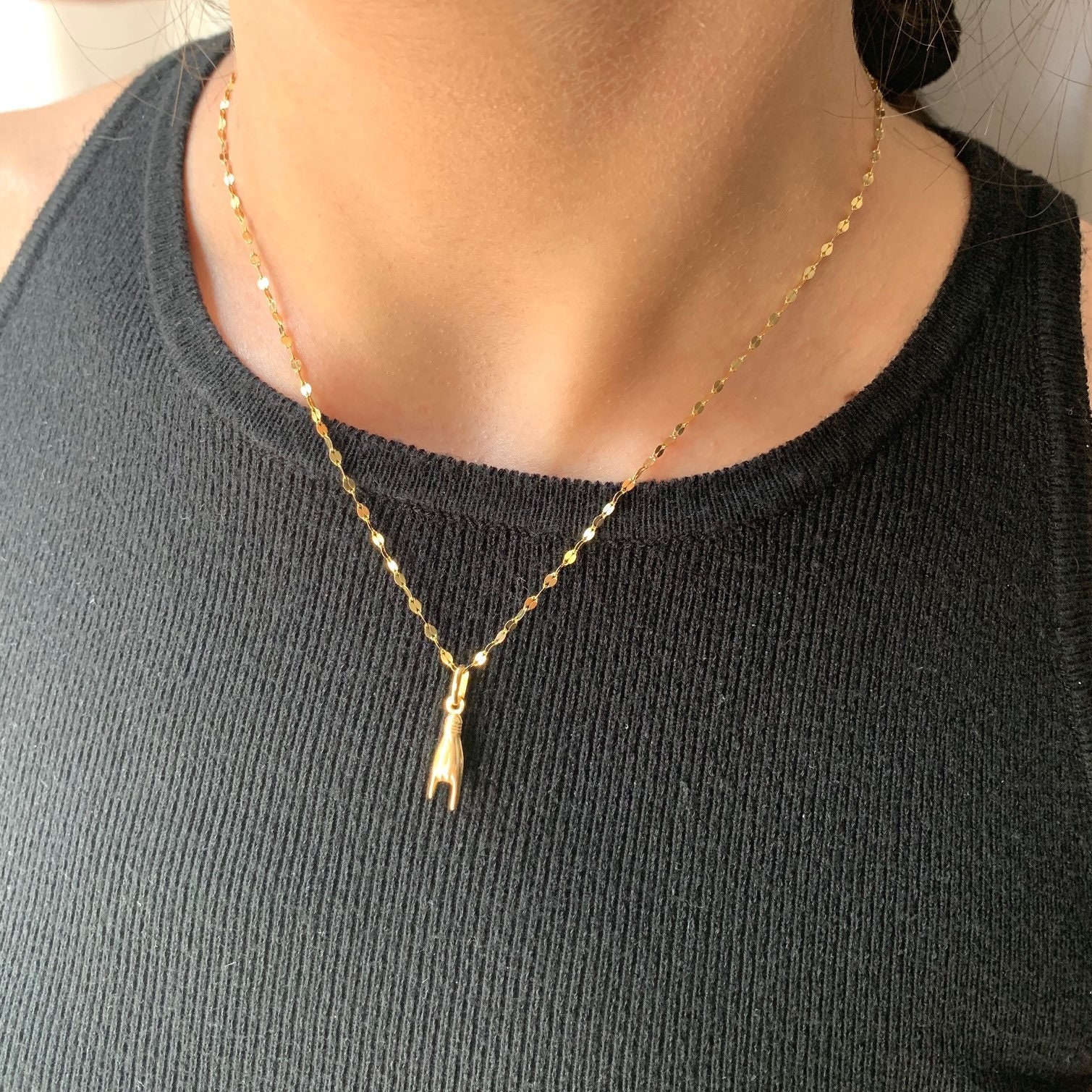 3D Sign of the Horns Mano Cornuto Charm Pendant 10k Yellow - Etsy