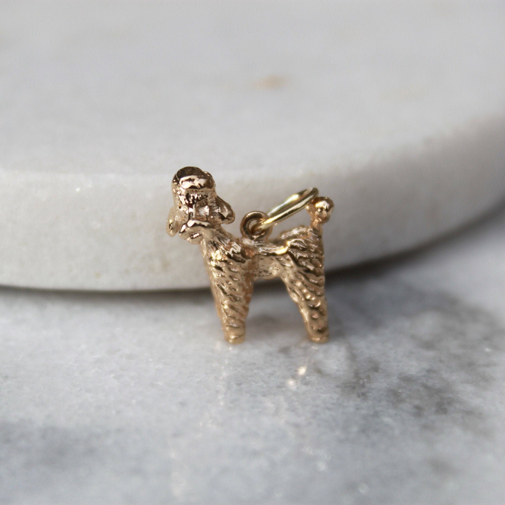 10k Gold Poodle Charm Vintage Solid 10k Yellow Gold 3D Puppy | Etsy