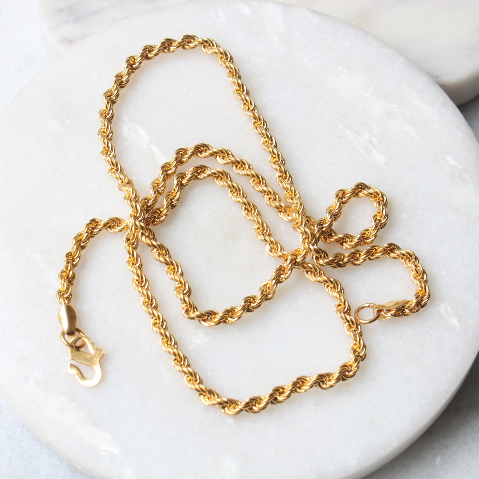 2.8mm Rope Chain Necklace Vintage 21k Yellow Gold 18 | Etsy