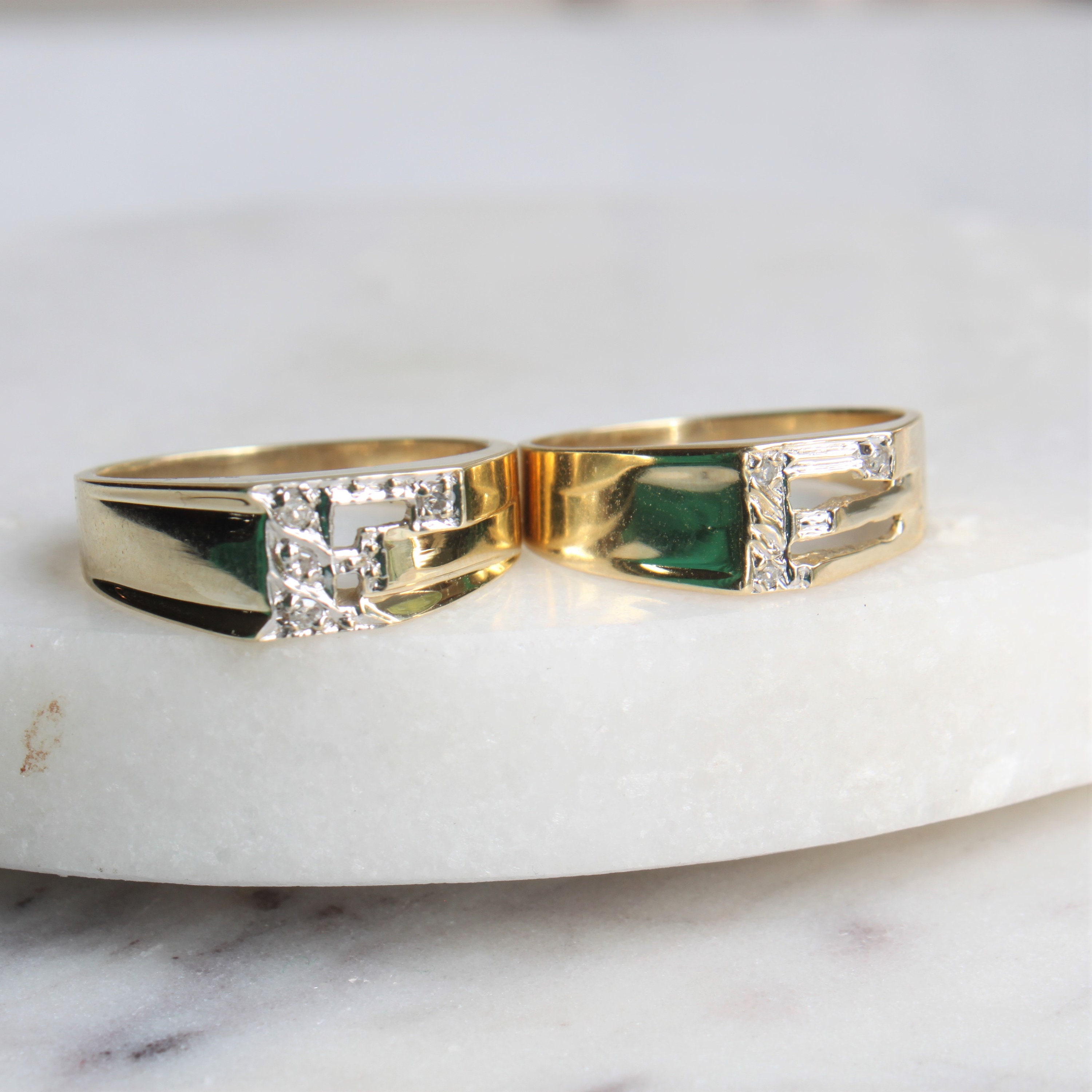 10k Gold F Initial Letter Diamond Ring Vintage 10k Two Tone - Etsy