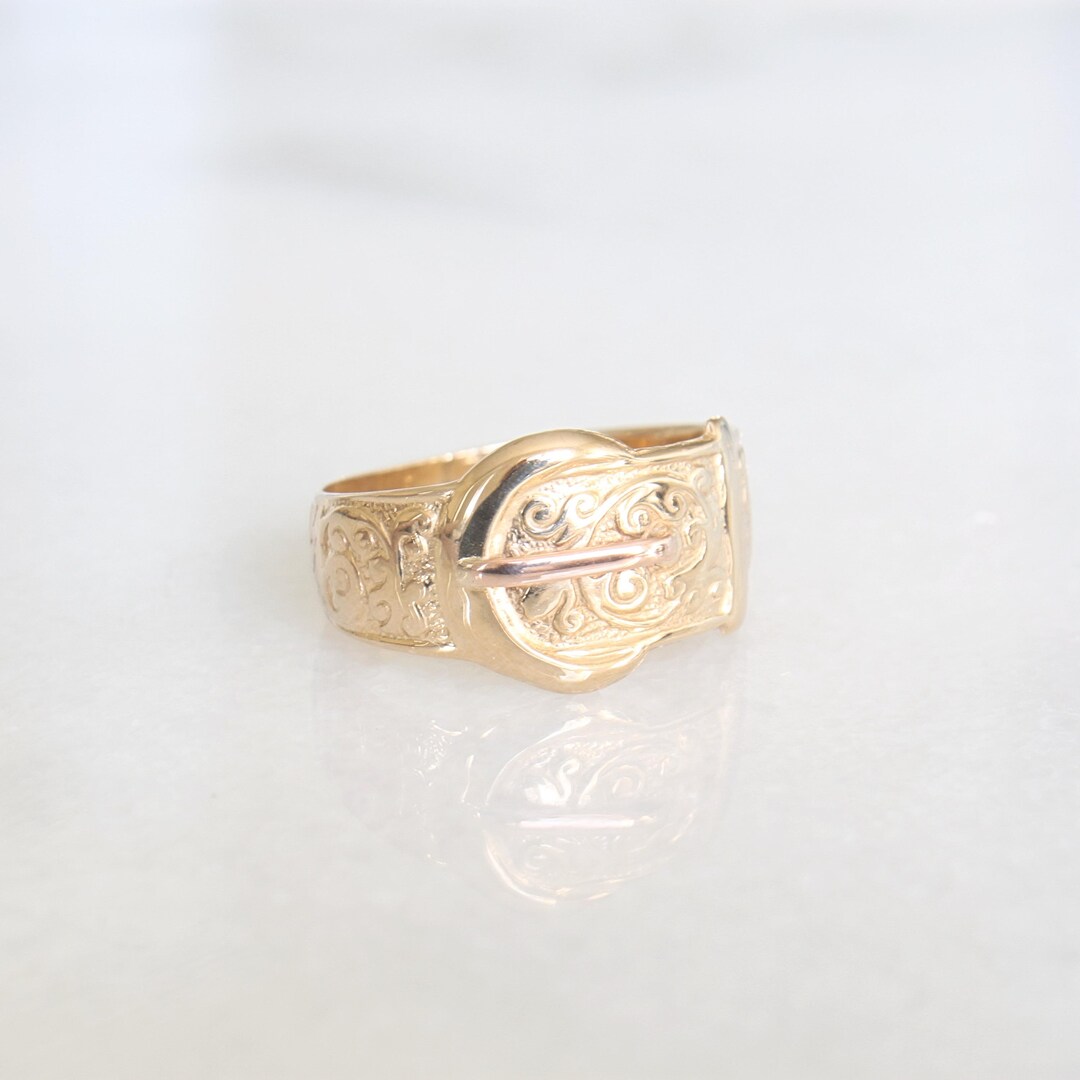 9k Filigree Belt Ring | MenkdÜke Vintage Solid Yellow Gold | Unique ...