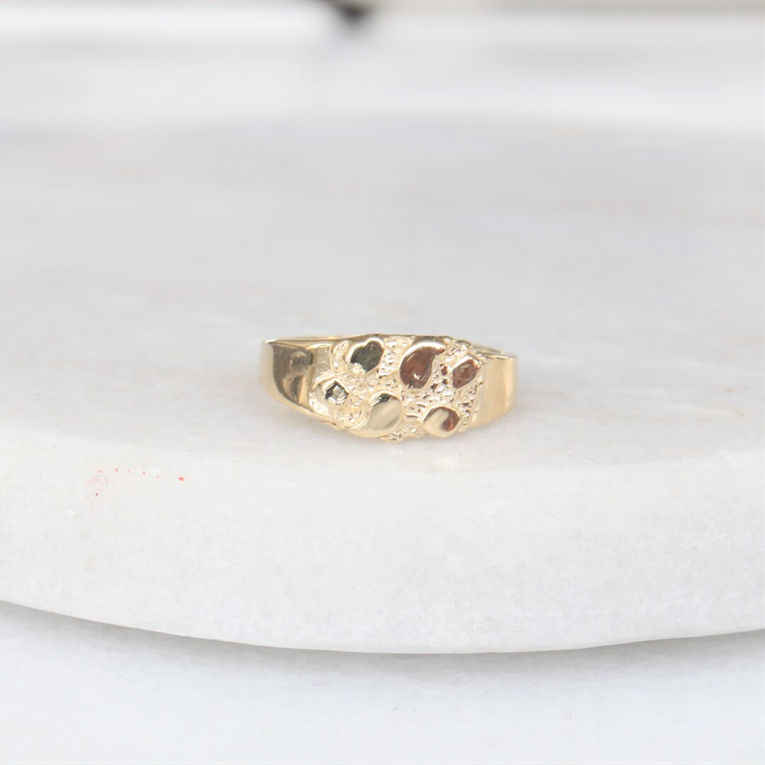 10k Small Gold Nugget Ring | Solid 10k Gold Children's Ring | Unique ...