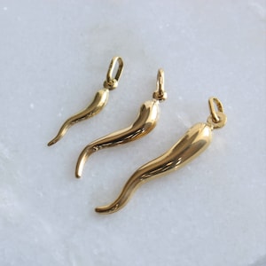 Italian Horn Charms 10k Yellow Gold Pendant Cornicello Cornetto Corno ...