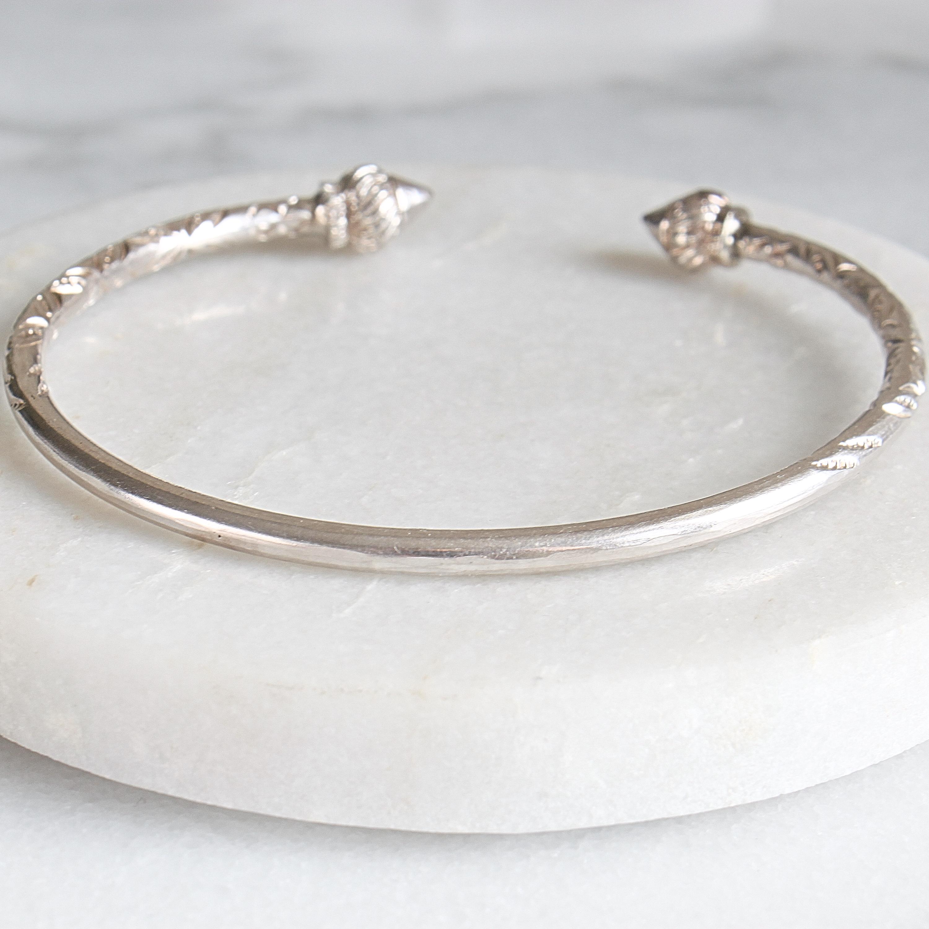 Silver Ladies Cuff Bangle Bracelet | MenkdÜke 925 Sterling Silver West ...