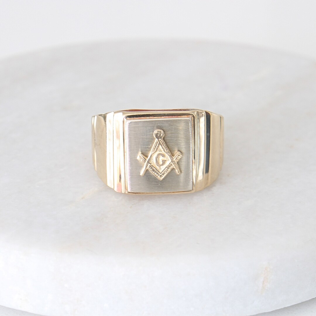 10k Masonic Men's Ring | MenkdÜke SOLID 10 KARAT Gold | Unique Genuine ...