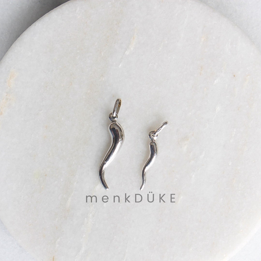 10k White Italian Horn Charms Real Gold Pendant Cornicello Cornetto ...