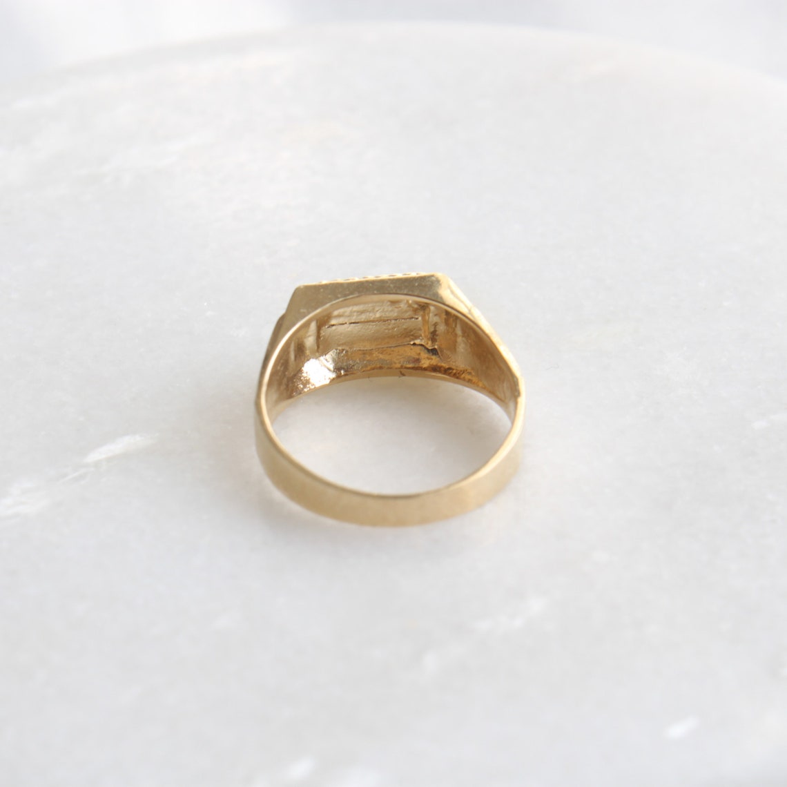 10k Yellow Gold Rectangle Signet Ring Size 7.5 Unique - Etsy