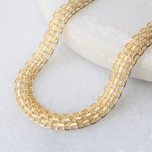 Flat Gold Necklace - Etsy