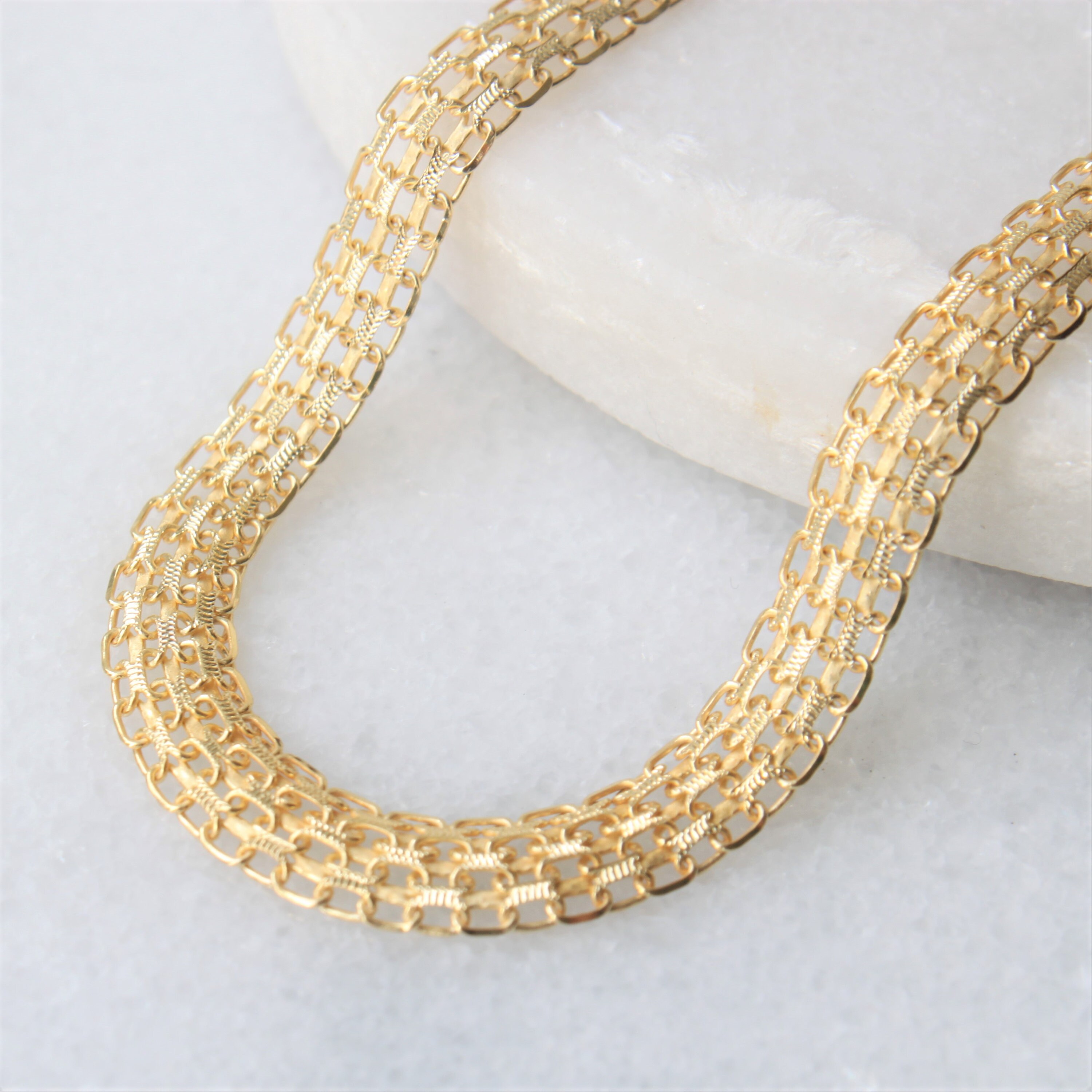 5.8 mm Vintage Bismark Chain Necklace Solid 10k Yellow Gold | Etsy