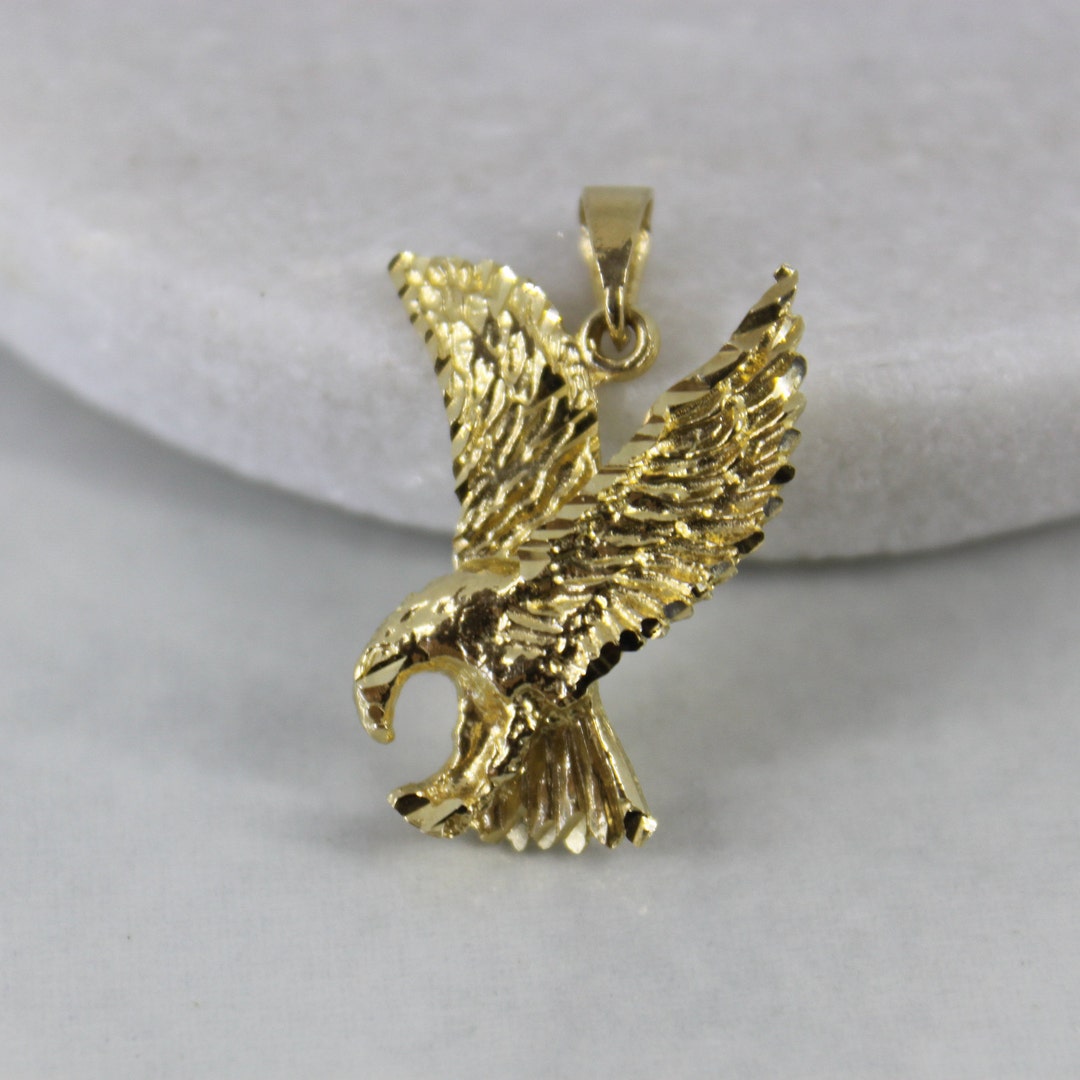 10k Gold Eagle Charm 10k Yellow Gold Flying Eagle Pendant - Etsy