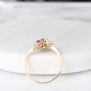 18k Gold Ruby Diamond Flower Ring | Vintage Solid 18k Gold Genuine ...