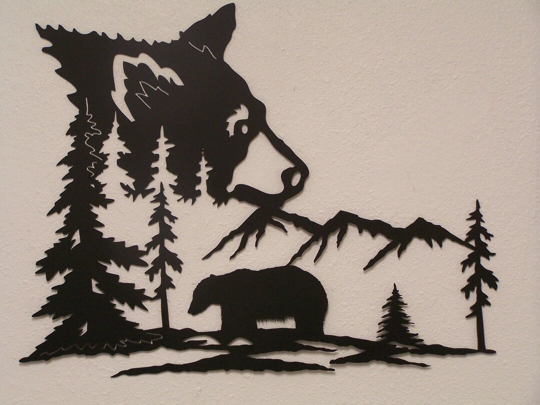 Bear Scene Metal Art - Etsy