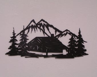 Metal Cabin Wall Art - Etsy