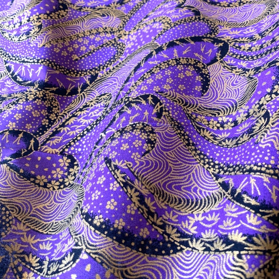 Japanese Fabric Traditional Pattern Purple Background - Etsy