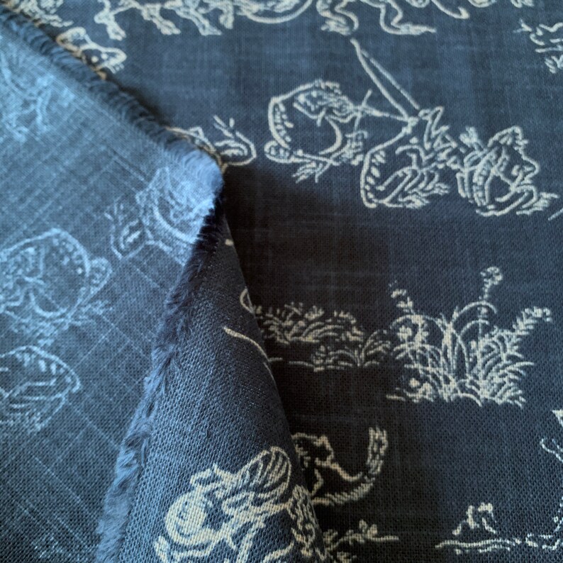 Japanese Fabric Traditional Pattern Navy Blue Background | Etsy