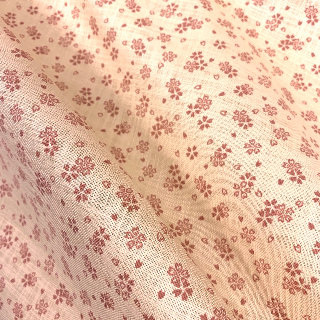 Japanese Fabric, Traditional Pattern Pink Cherry Blossoms, Pink-beige ...