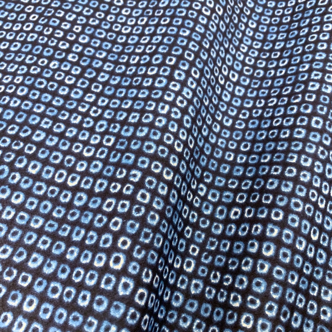 Japanese Fabric, Traditional Kanoko Pattern, Navy Blue, Cotton 110x50 ...