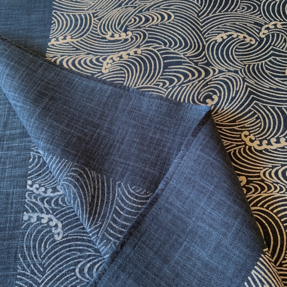 Japanese Fabric Traditional Wave Pattern Navy Blue - Etsy