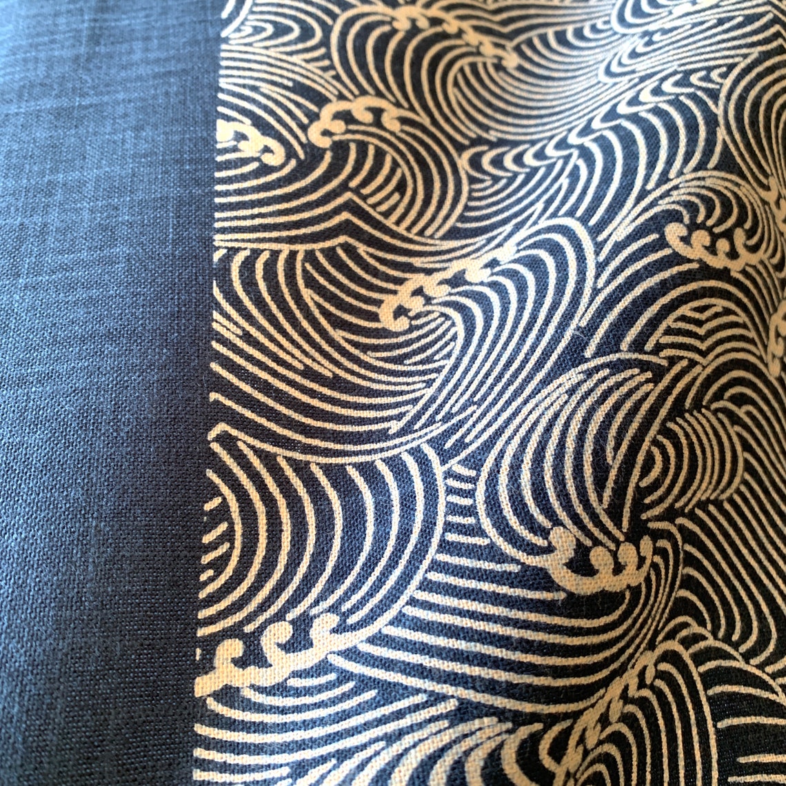 Japanese Fabric Traditional Wave Pattern Navy Blue - Etsy