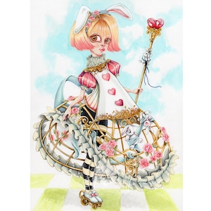 ORIGINAL DRAWING Pop Surrealism "liselotte in Wonderland" by Florence ...