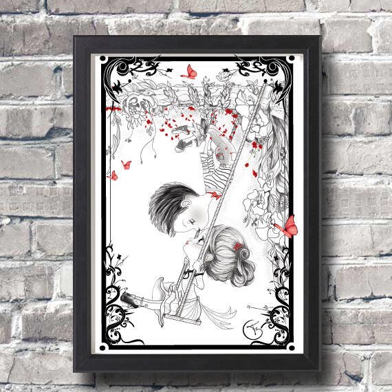 Madeline and Antonin Valentine Gifts Pop Surrealism Art Print | Etsy