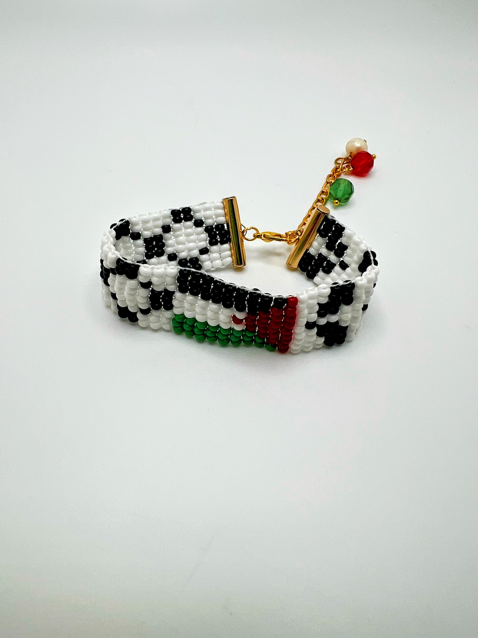 Palestine Kofia With Flag Loom Beads Adjustable Bracelet - Etsy