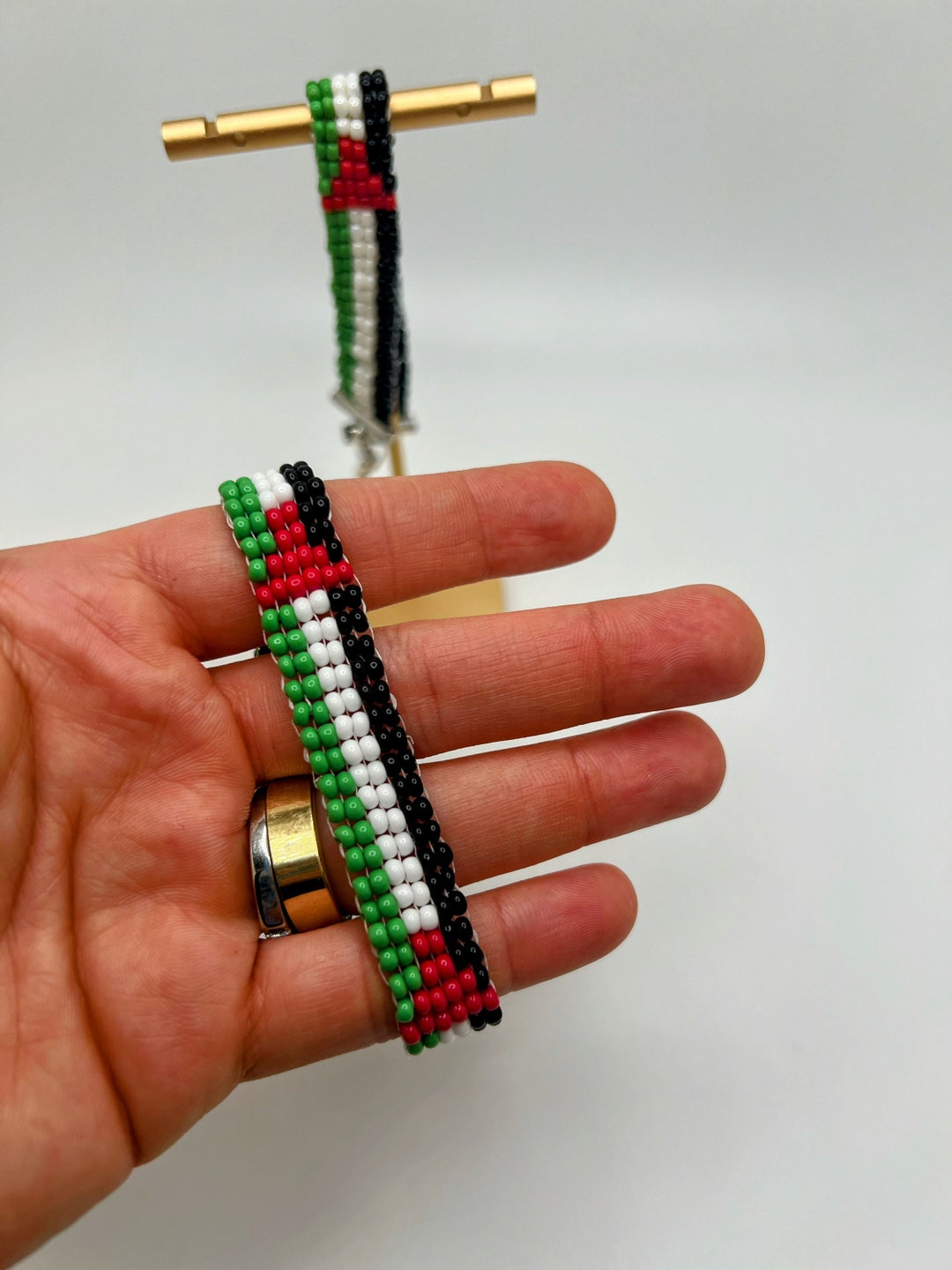 Palestine Flag Loom Beads Small Bracelet - Etsy