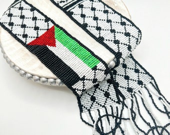 Palestine Kofia With Flag Loom Beads Adjustable Bracelet - Etsy
