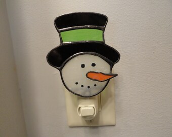 Stained Glass Snowman Night Light - Etsy