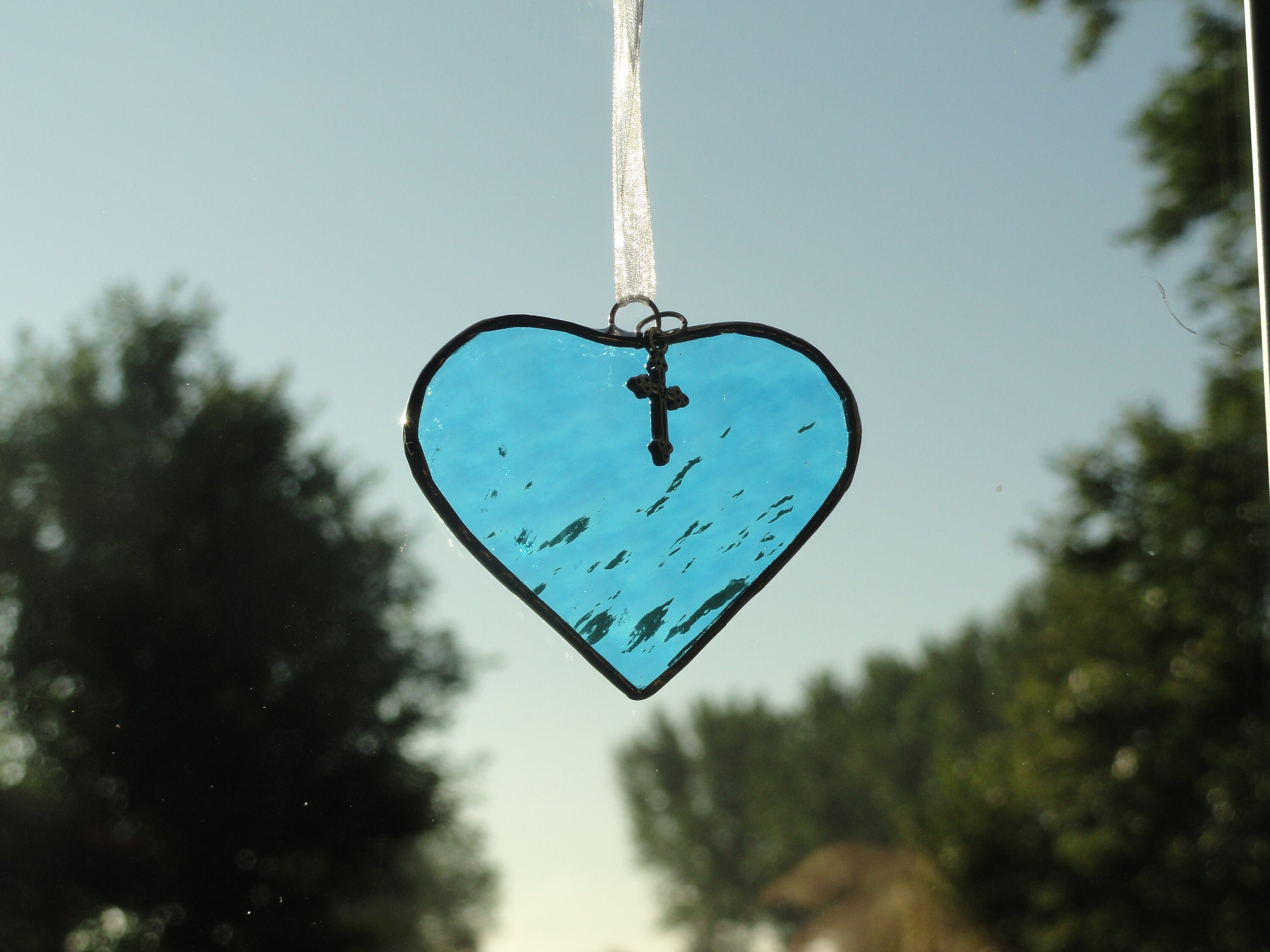 Heart and Cross Suncatcher, Stained Glass - Etsy