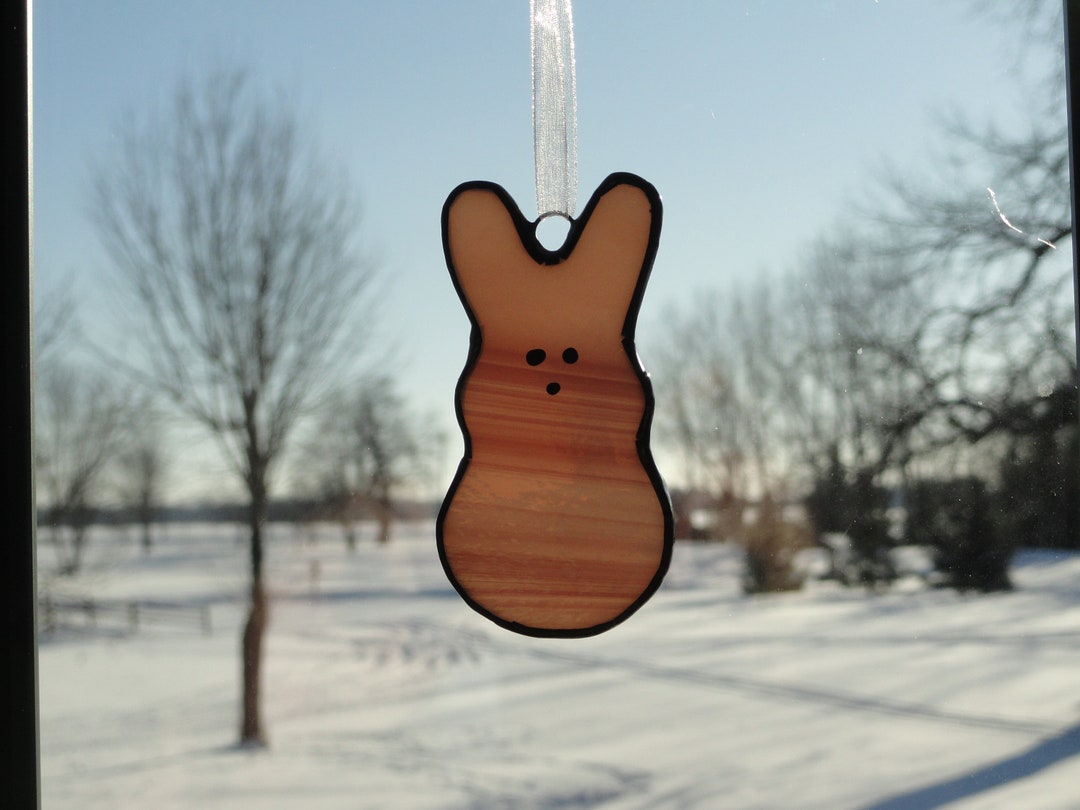 3" Swirly Dark Purple Peeps Bunny Suncatcher, Ornament, Stained Glass ...