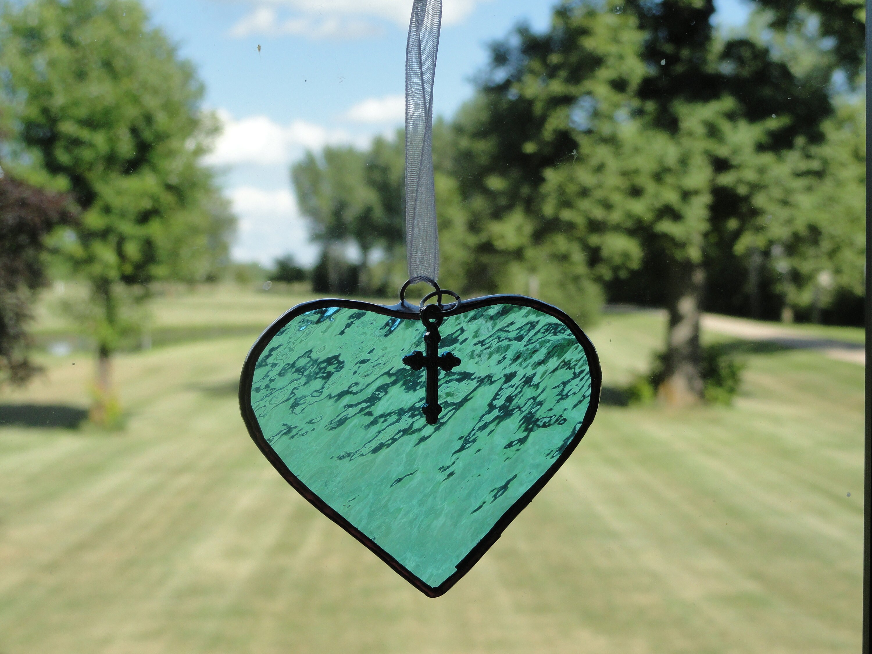 Heart and Cross Suncatcher, Stained Glass - Etsy
