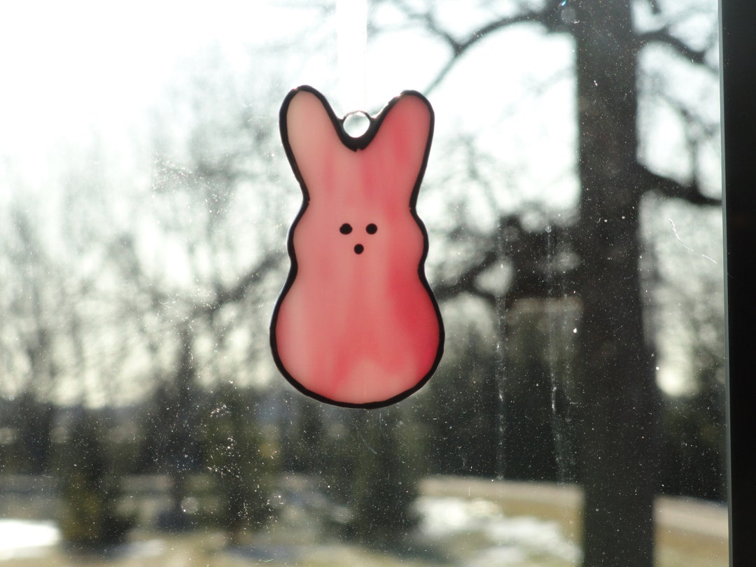 Easter Peeps Pink Bunny Suncatcher, Stained Glass, Easter Decor - Etsy