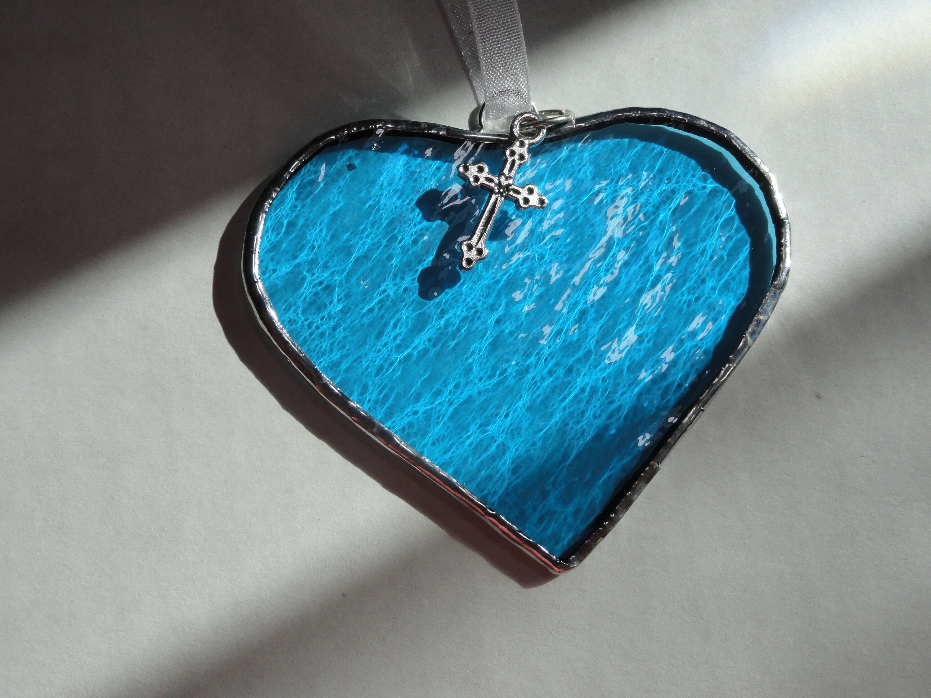 Heart and Cross Suncatcher, Stained Glass - Etsy