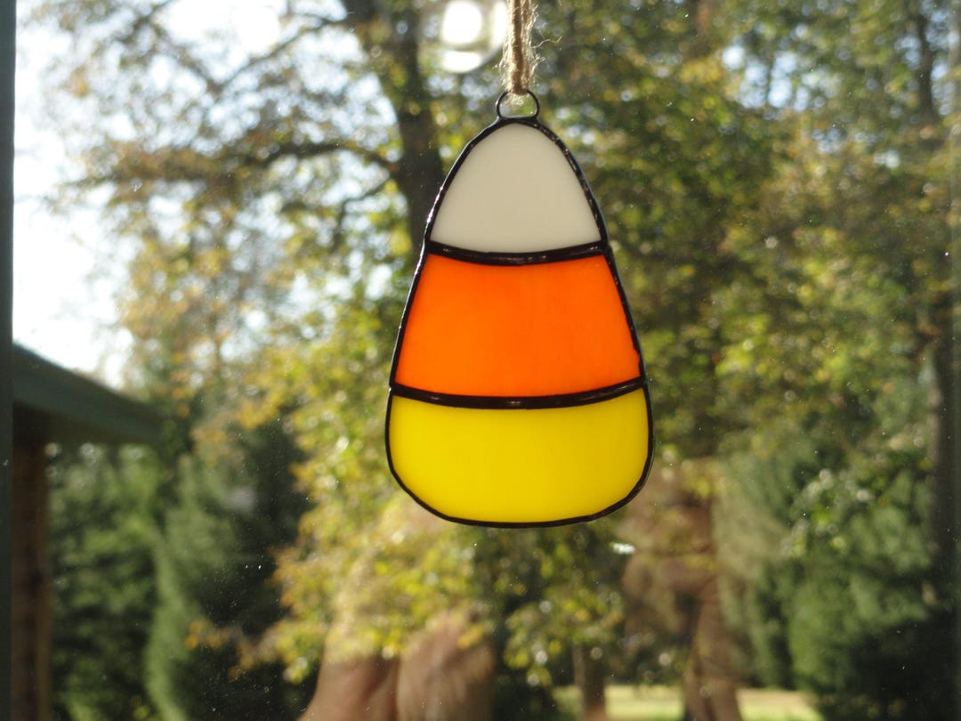 Candy Corn Suncatcher, Stained Glass, Halloween Decor - Etsy