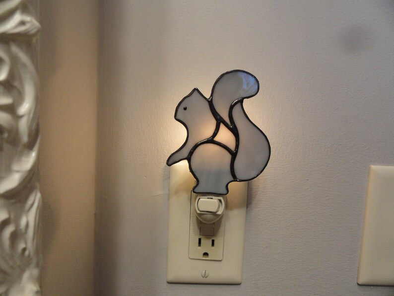 Squirrel Night Light Stained Glass | Etsy